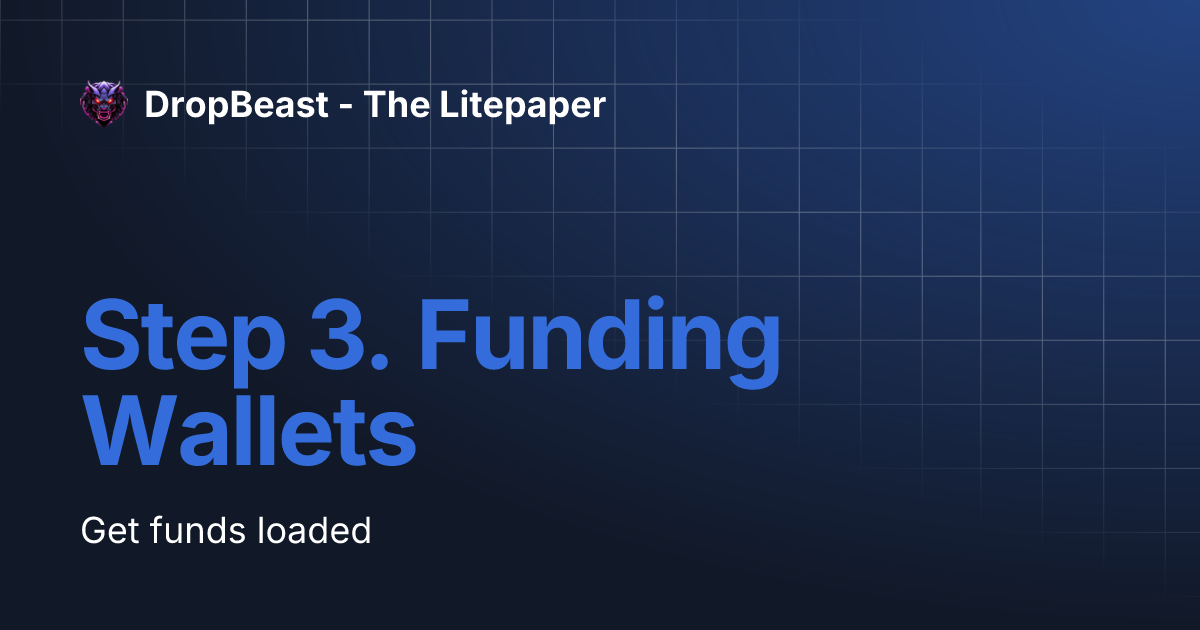 Step 3. Funding Wallets | DropBeast - The Litepaper